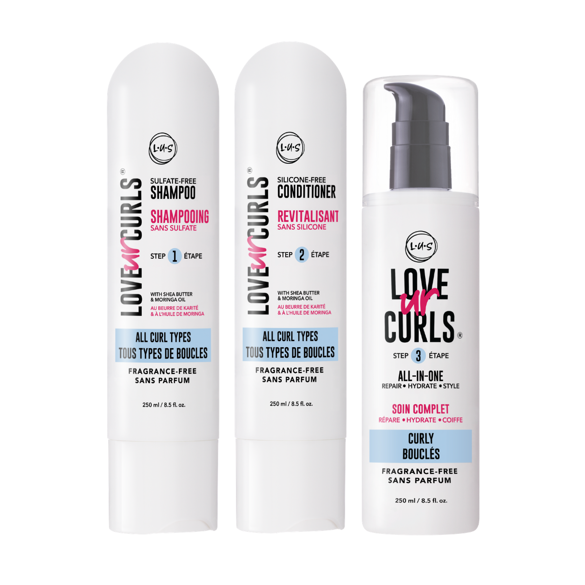 Love Ur Curls 3-Step System: Curly - Fragrance-Free – Curl Warehouse